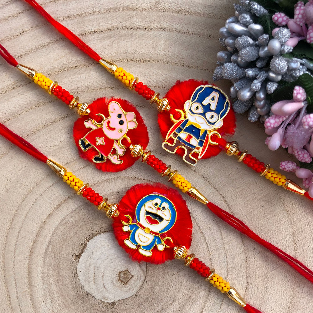 demanding cartoon Peppa, Avenger& doraemon kids Rakhi set of 3 | Buy ...