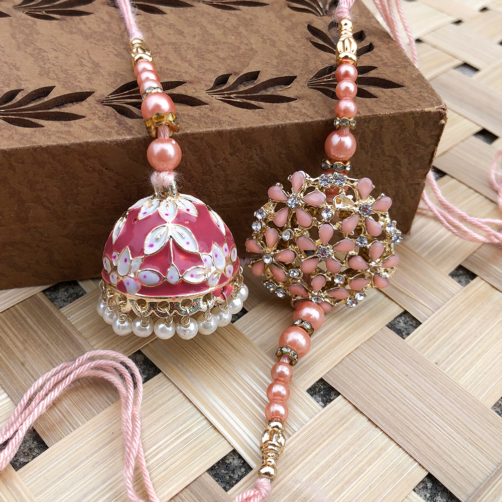 Beautiful floral Design Lumba Rakhi Set | Buy Online Bhaiya-Bhabhi Rakhi