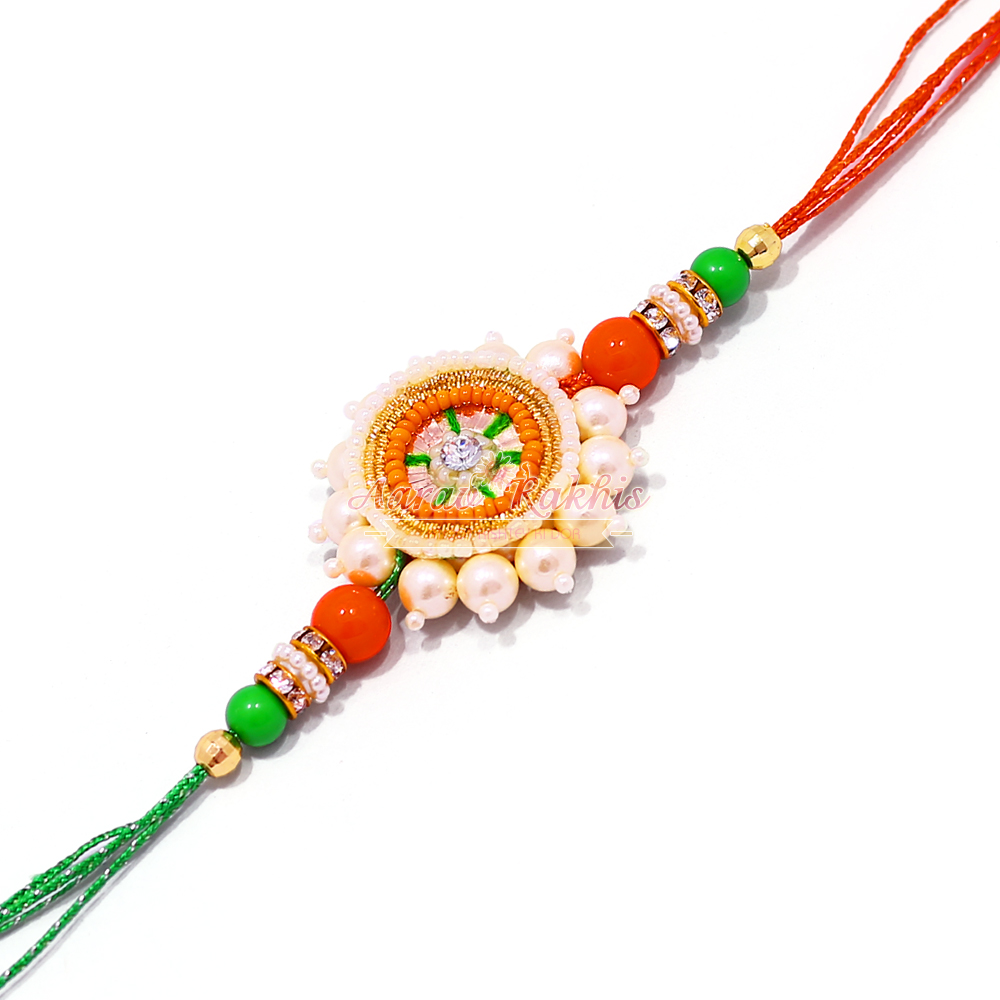 Delicate Pearl Floral Pattern Fancy Rakhi | Buy Online Fancy Rakhi