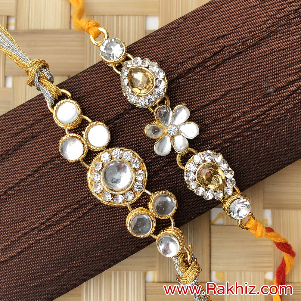 Fantastic Kundan Rakhi Set | Buy Online Rakhi Set of 2