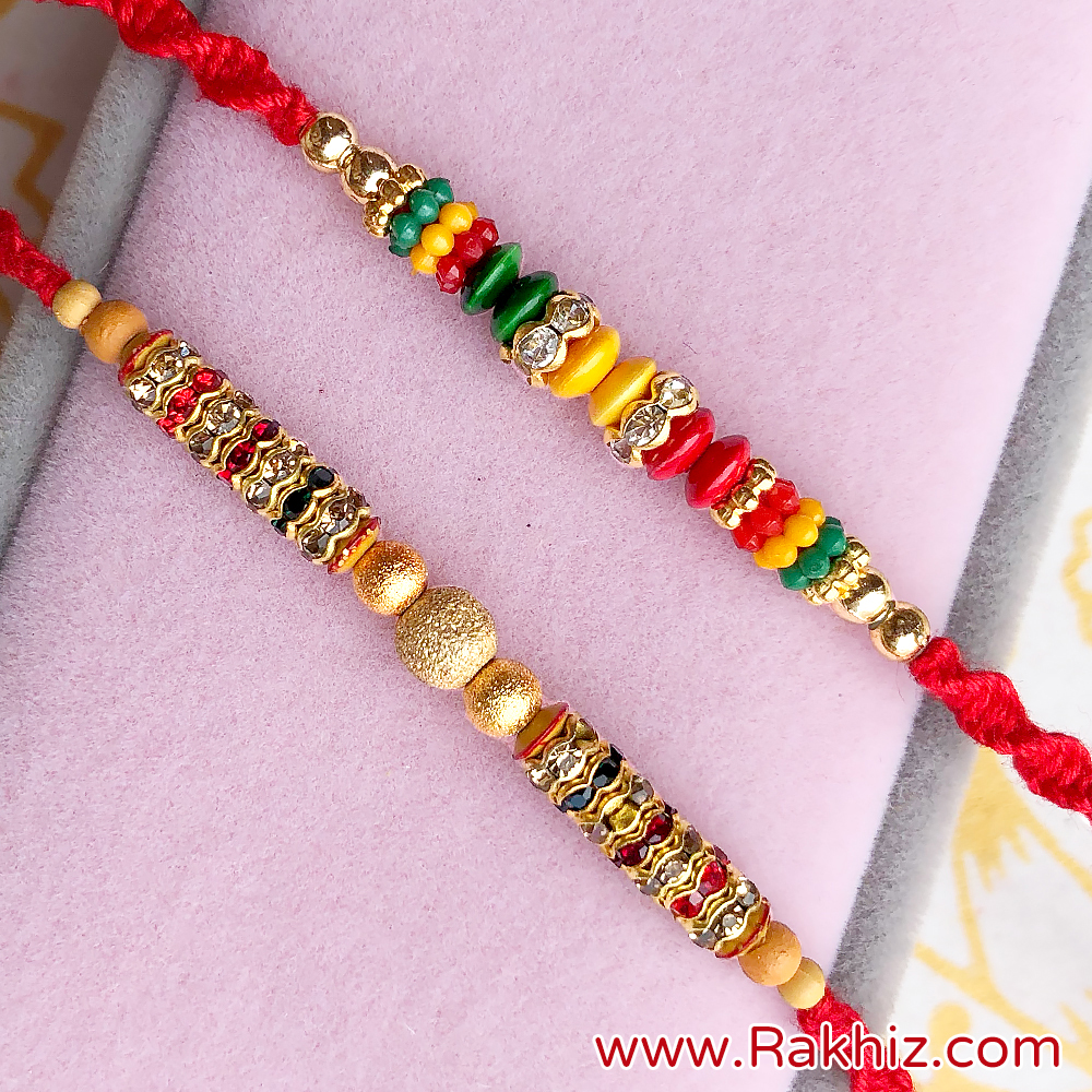 Colourful Beaded Rakhi Set For Brothers | Buy Online Rakhi Set of 2