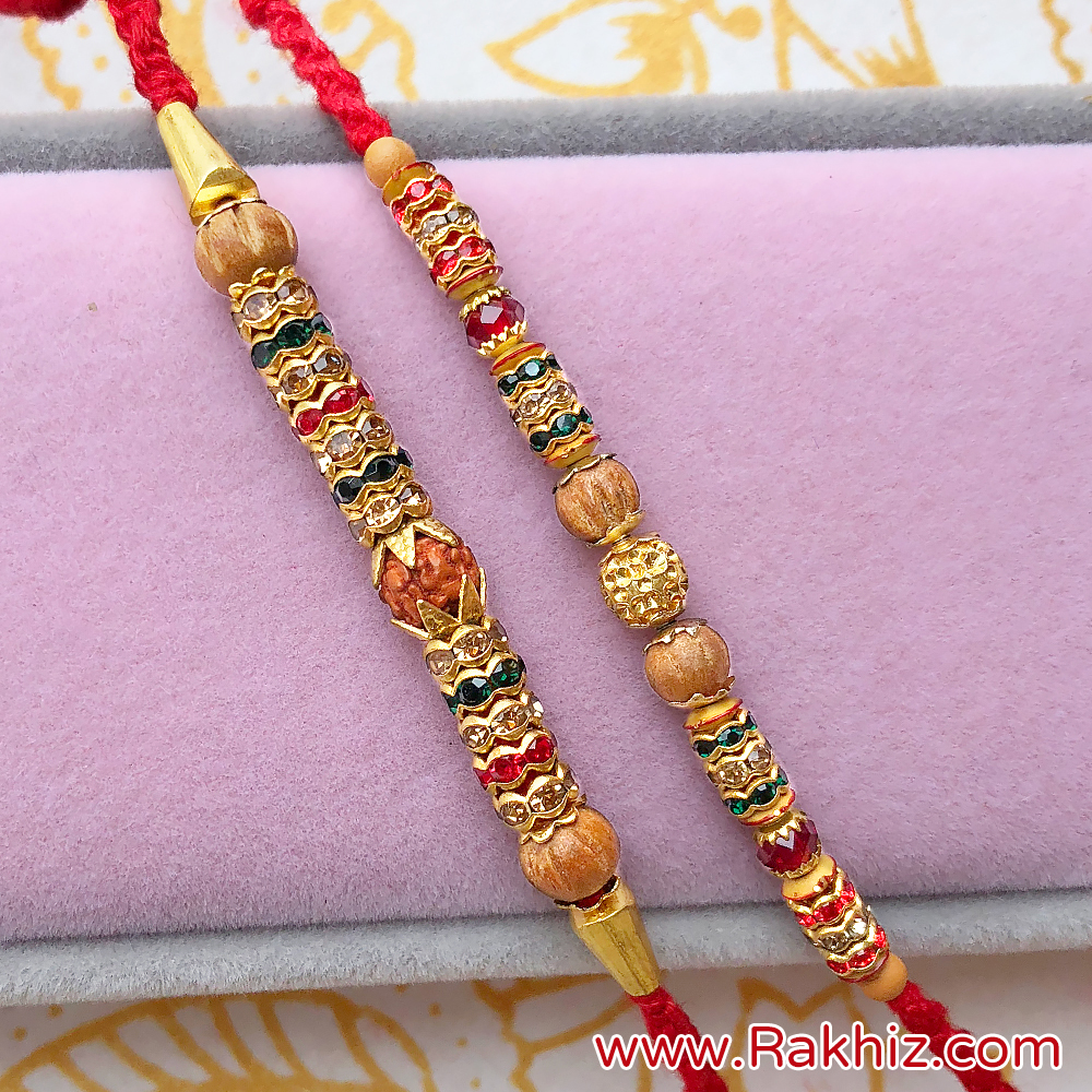 Multicoloured Beaded Set Of 2 Rakhi | Buy Online Rakhi Set of 2