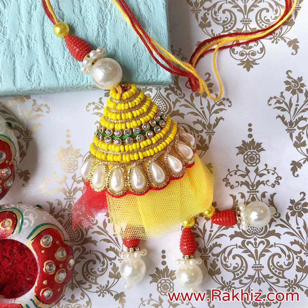 Marvellous Neon Beaded Lumba Rakhi | Buy Online Lumba or Bhabhi Rakhi