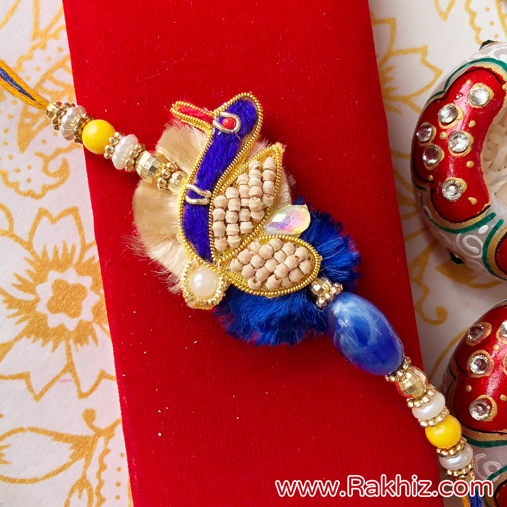 Resham Work Cute Peacock Rakhi | Buy Online Fancy Rakhi