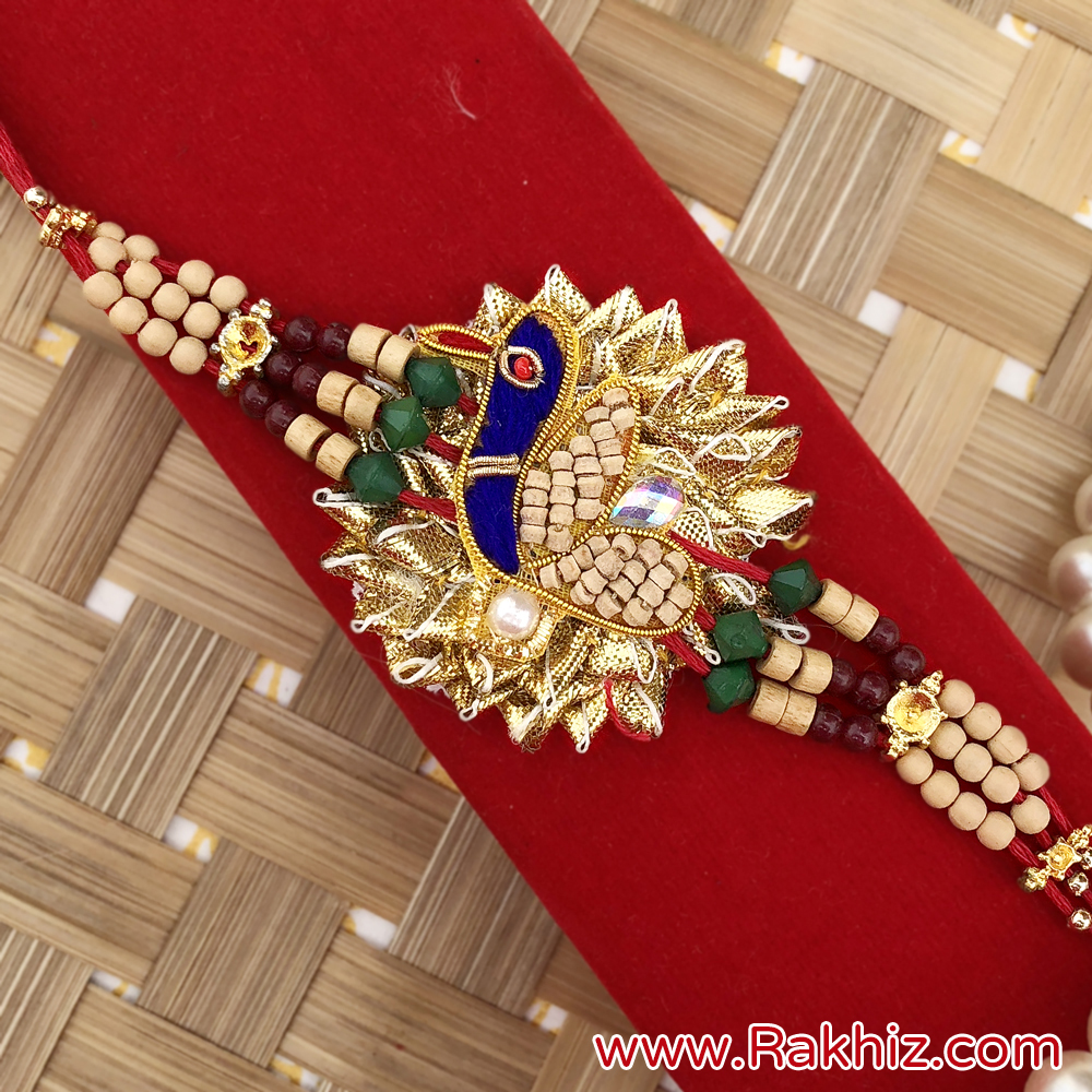 Fancy Peacock Sandalwood Brother Rakhi | Buy Online Designer Rakhi