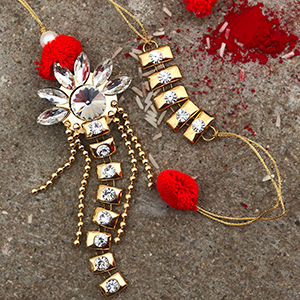 Premium Golden Rakhi Set | Buy Online Bhaiya-Bhabhi Rakhi